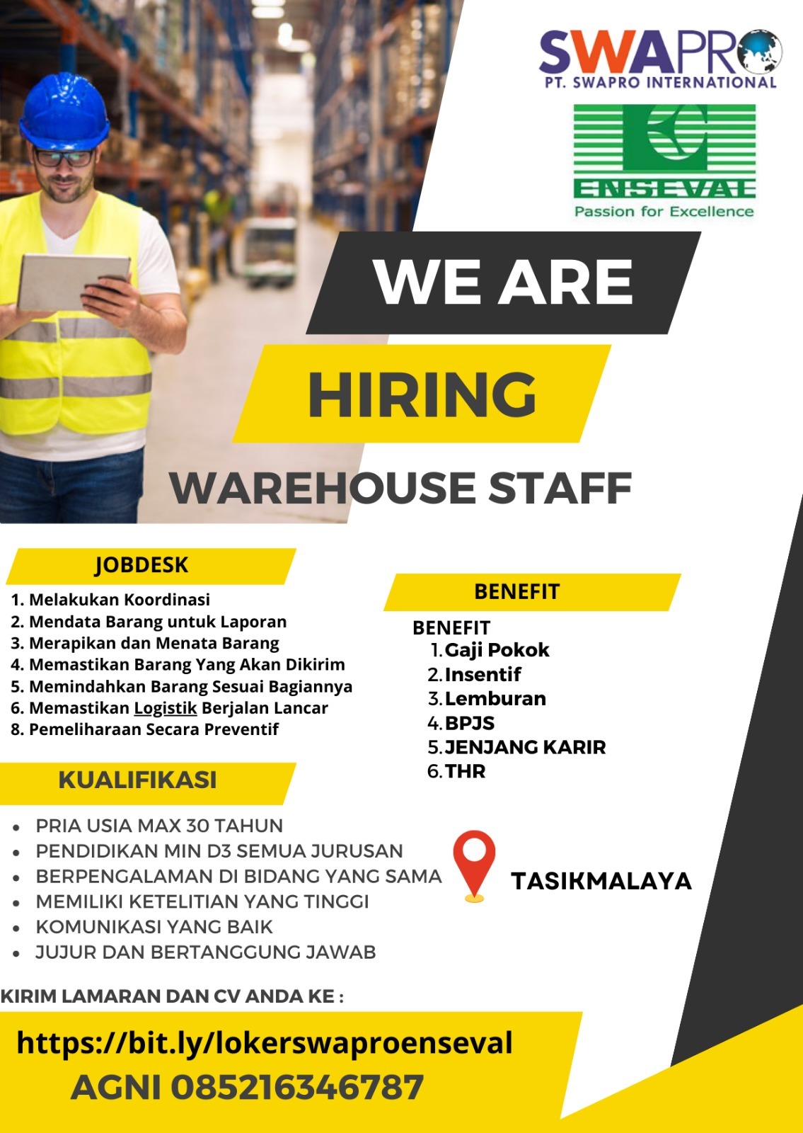 Lowongan Kerja PT. Swapro International Penempatan Tasikmalaya, Terbuka ...