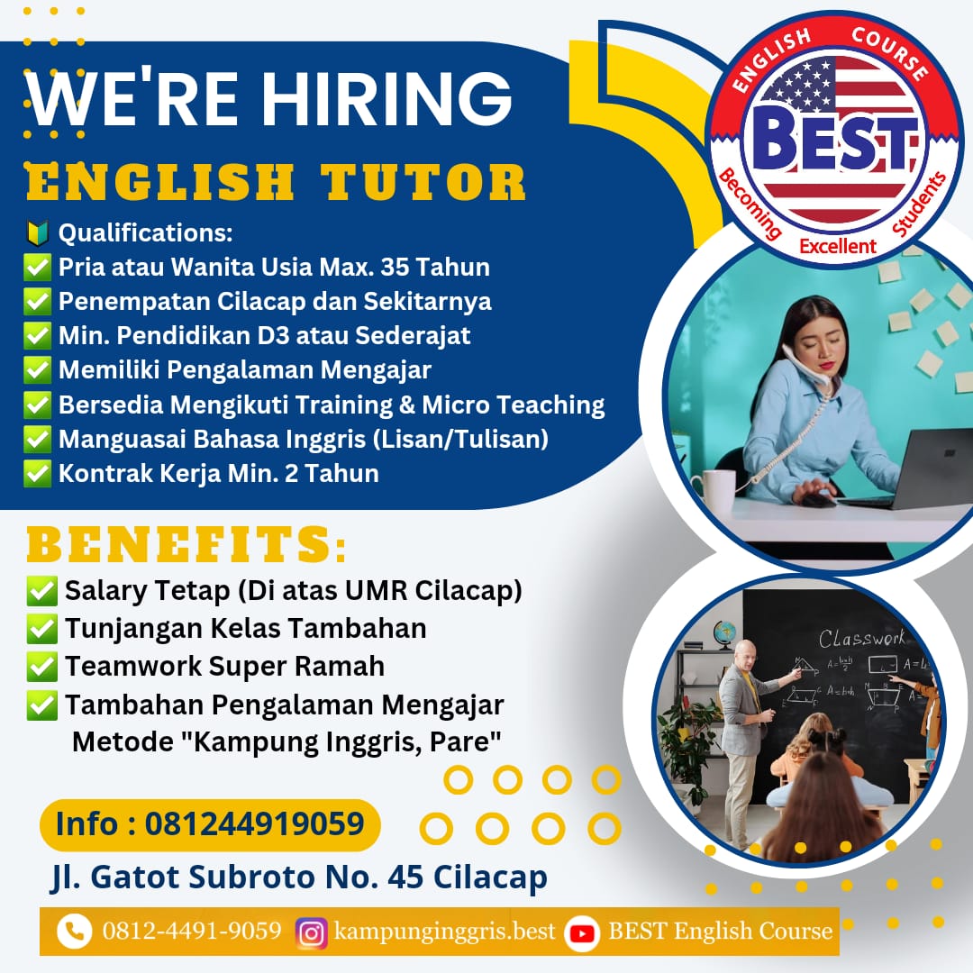 2 Posisi Tersedia! English Course Buka Lowongan Kerja Terbaru, Simak ...