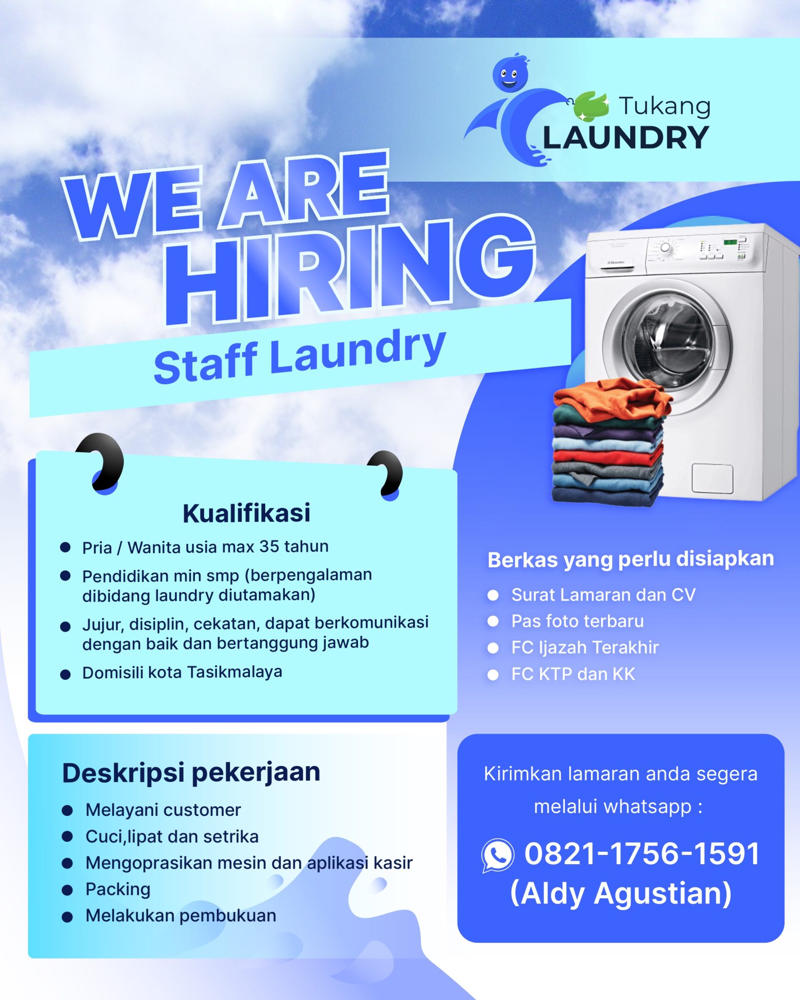 Lowongan Kerja Tukang Laundry Penempatan Tasikmalaya : Minimal Lulusan ...