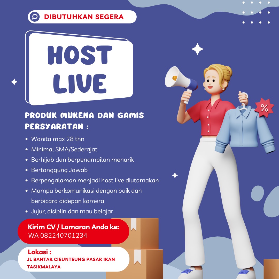 Lowongan Kerja Host Live Streaming Fashion Untuk Penempatan Tasikmalaya ...