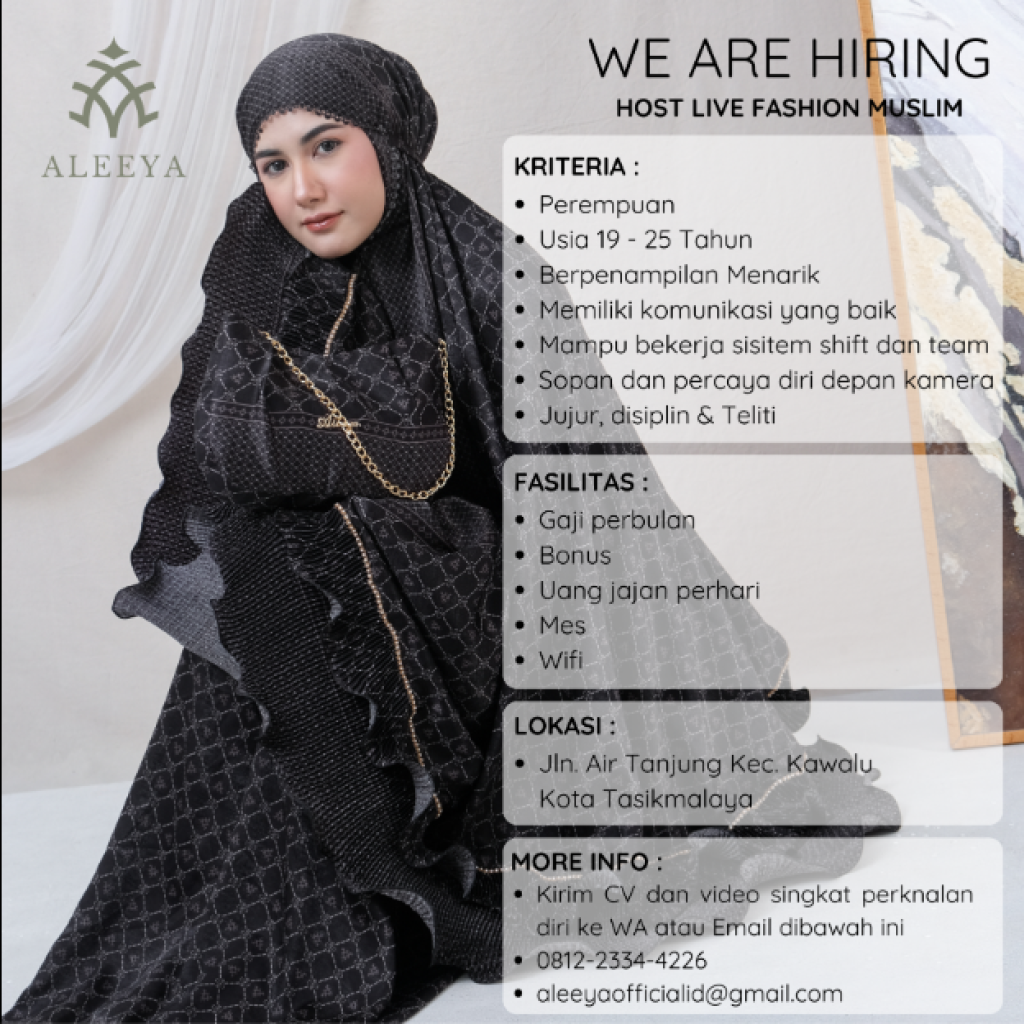 Lowongan Kerja Terbaru di Aleeya Official Penempatan Tasikmalaya ...
