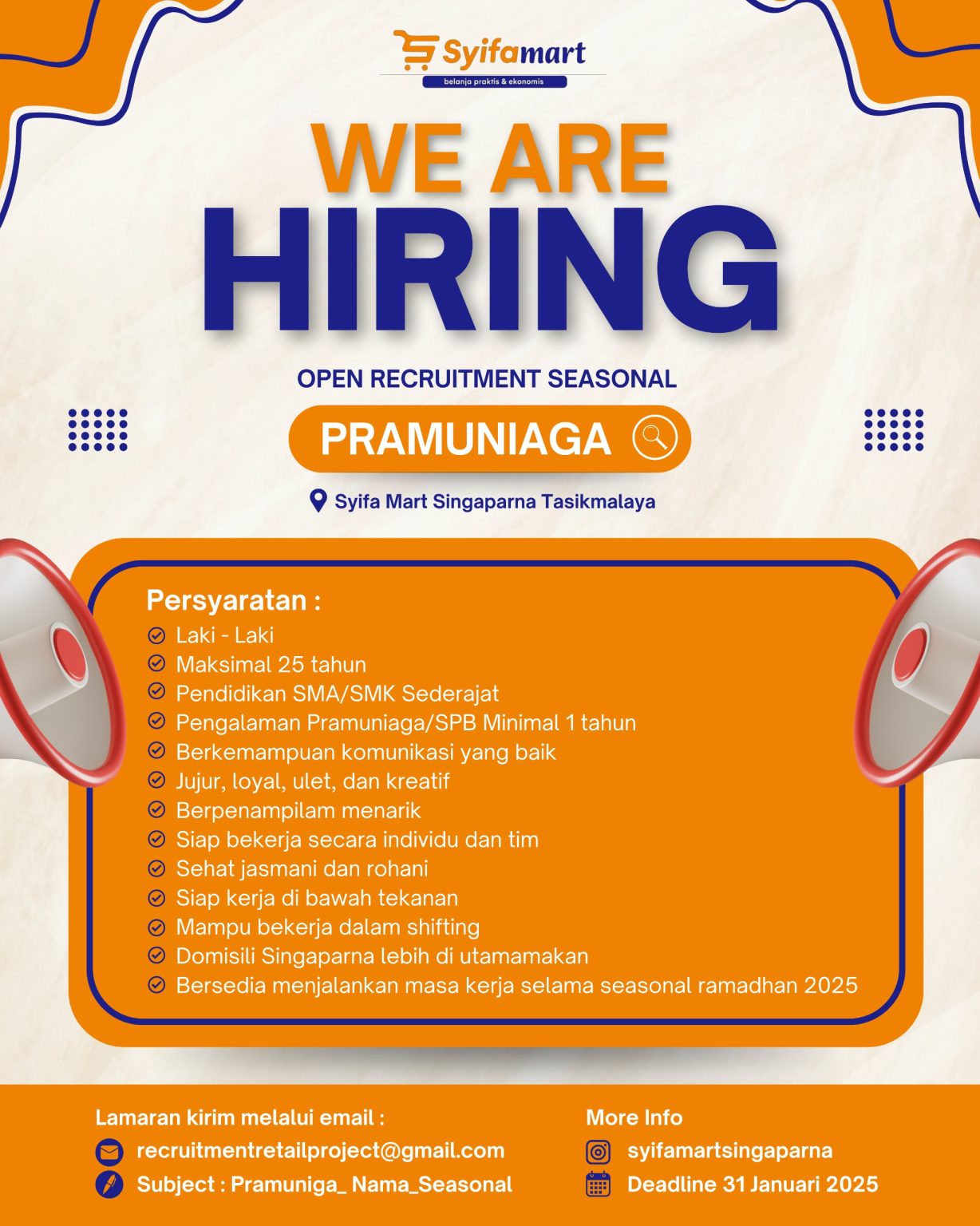 Lowongan Kerja Terbaru di Syifamart Tasikmalaya, Terbuka Untuk Lulusan ...