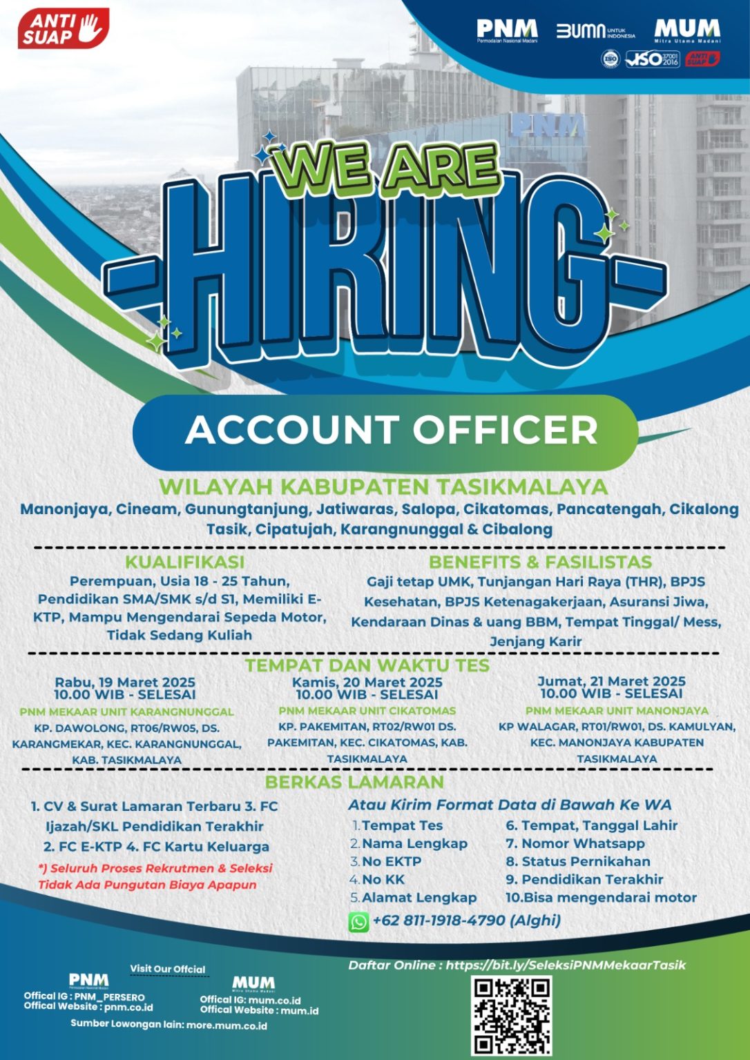 Lowongan Kerja Account Officer PNM untuk Wilayah Kabupaten Tasikmalaya ...