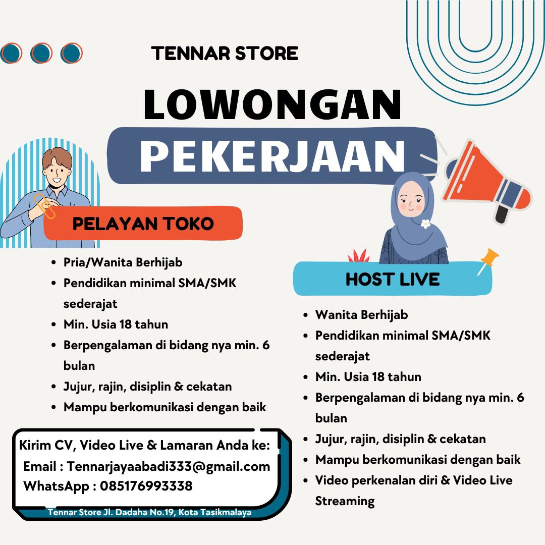 Lowongan Kerja Terbaru di Tennar Store Tasikmalaya, Minimal Lulusan SMA ...
