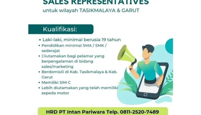 Lowongan Kerja Sales Representatives INTAN PARIWARA – Tasikmalaya ...