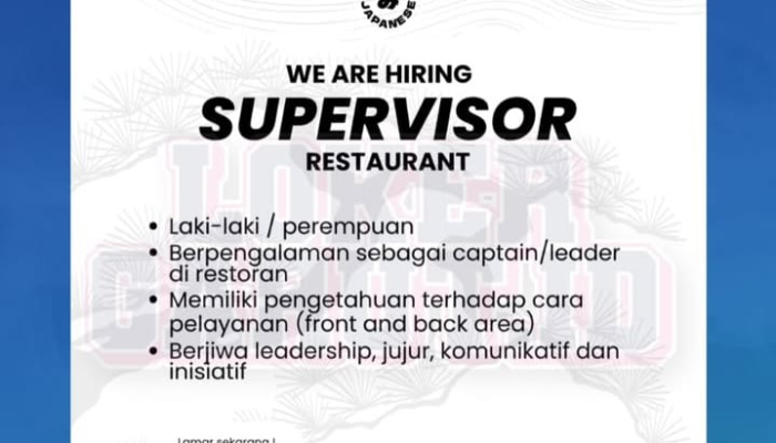 Lowongan Kerja Supervisor Restaurant di Nazumi Japanese Garut – LOKER ...