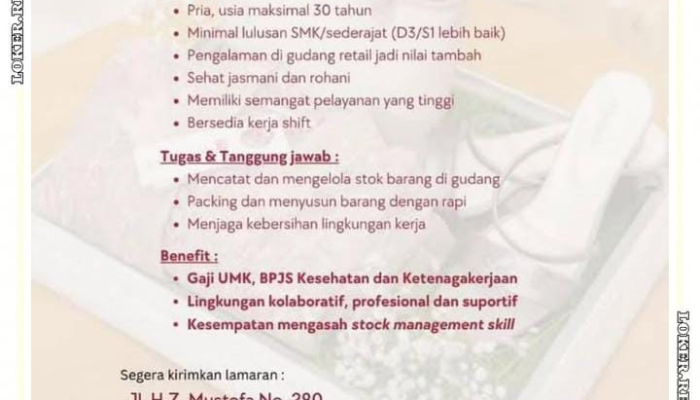 Loker Gudang Tasikmalaya PT Elizabeth Han Jaya Terbaru 2025: Gaji UMK ...